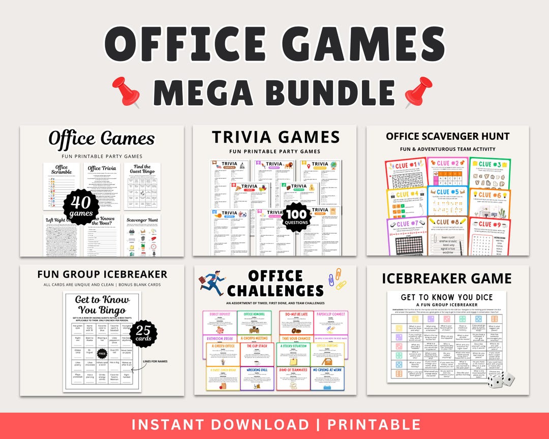 Office Party Games MEGA Bundle | Printable Work Icebreakers (digital ...