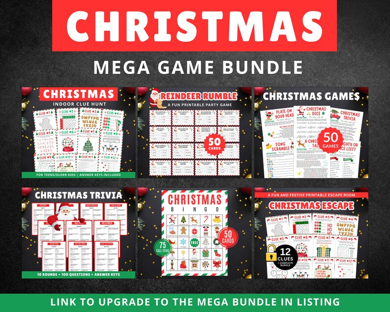 50 Printable Christmas Games Bundle | Family Holiday Fun (digital ...