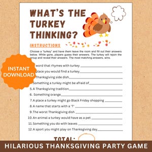 Thanksgiving 'what's the Turkey Thinking' Game (digital Download) - Etsy