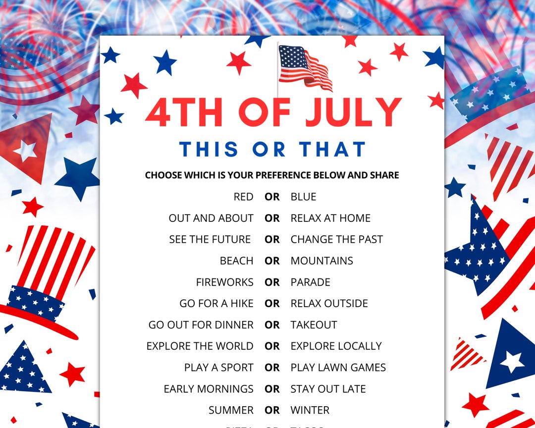 4th of July This or That | July 4th Game | Independence Day Game ...