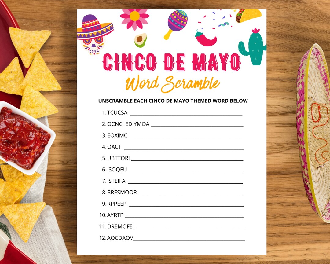 Cinco De Mayo Word Scramble Game | Fiesta Party (digital Download) - Etsy