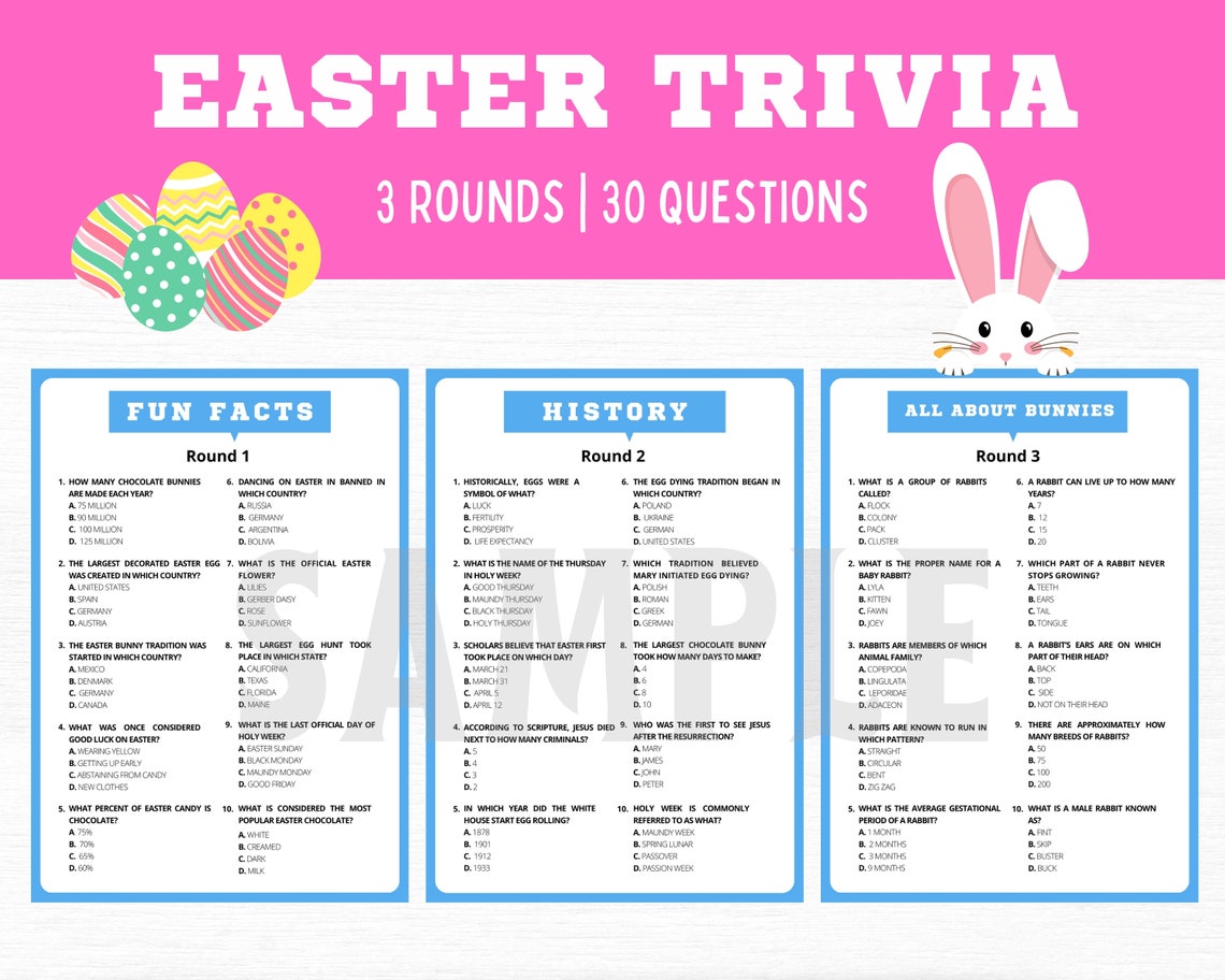 Easter Trivia Game | Fun Easter Party Games (digital Download) - Etsy