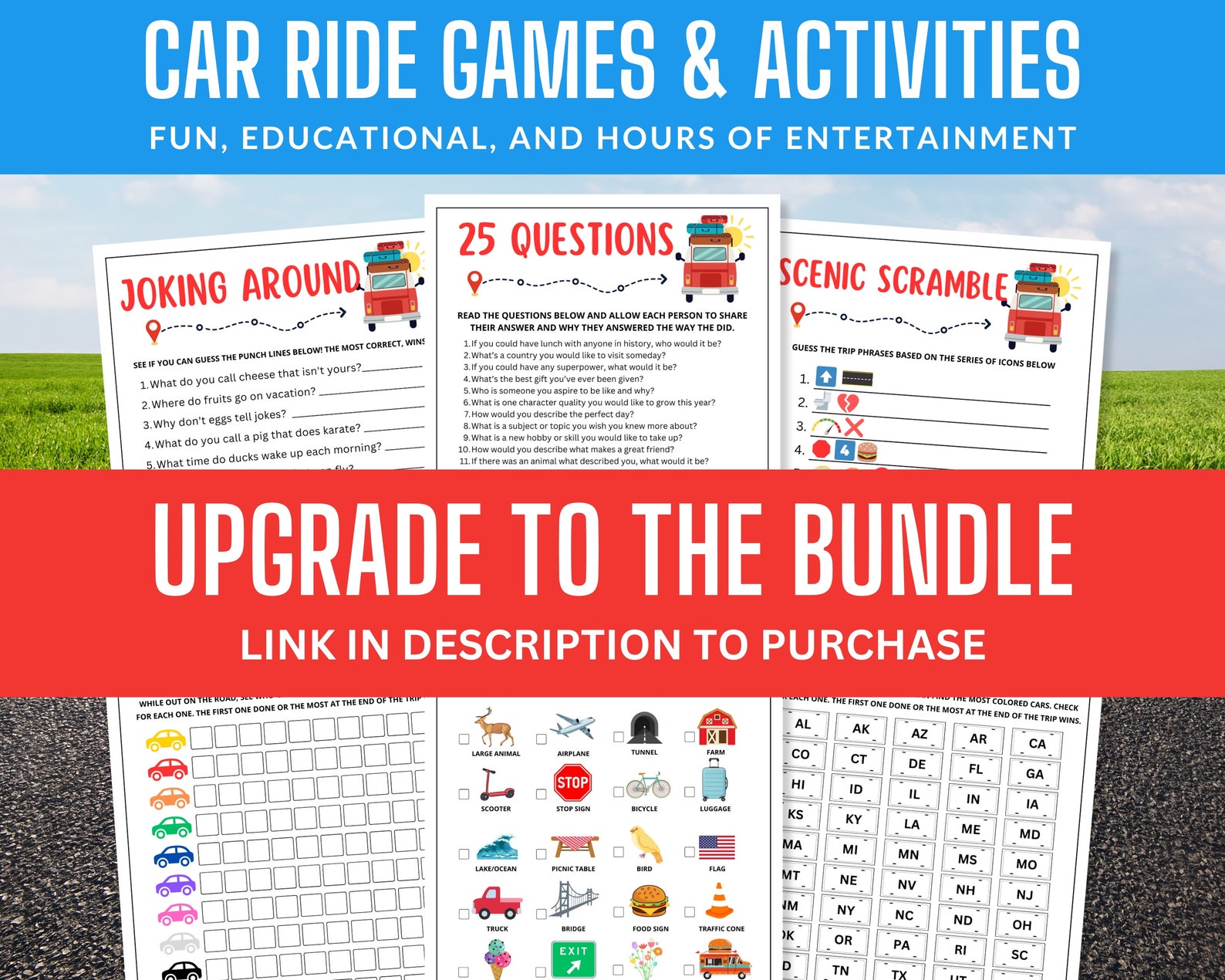 Car Ride Games Travel Activities Car Scavenger Hunt License Plate Game ...