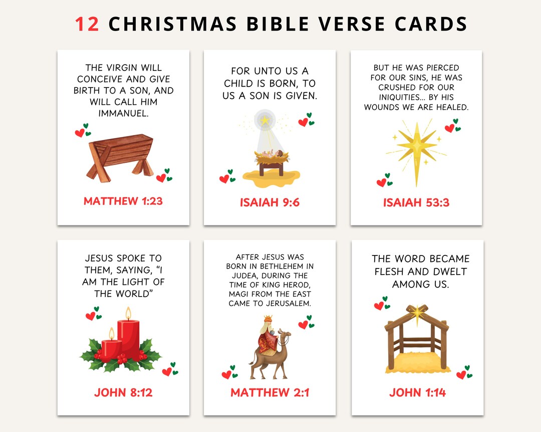 Christmas Bible Verse Cards: Christian Nativity Scripture Tracts ...
