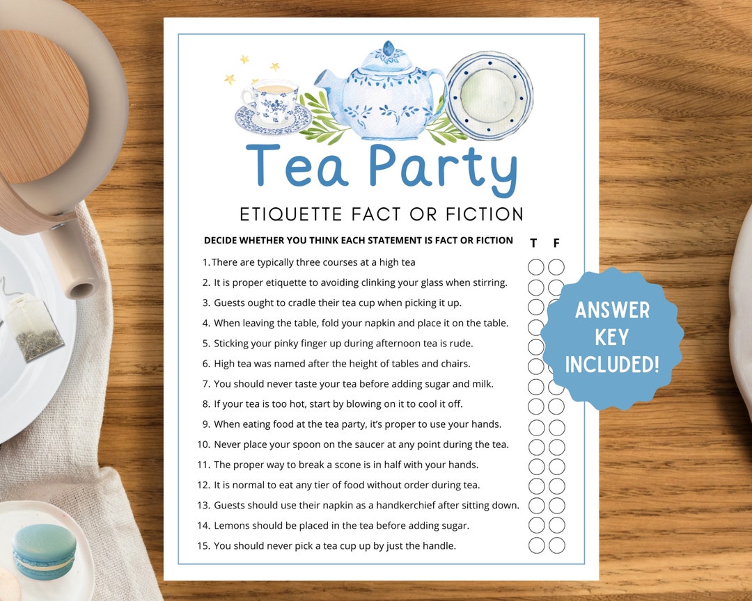 Tea Party Etiquette Game | Tea Party Game | Tea Party Etiquette | Tea ...