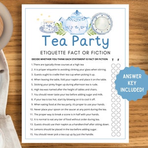 Tea Party Etiquette Game | Tea Party Game | Tea Party Etiquette | Tea ...