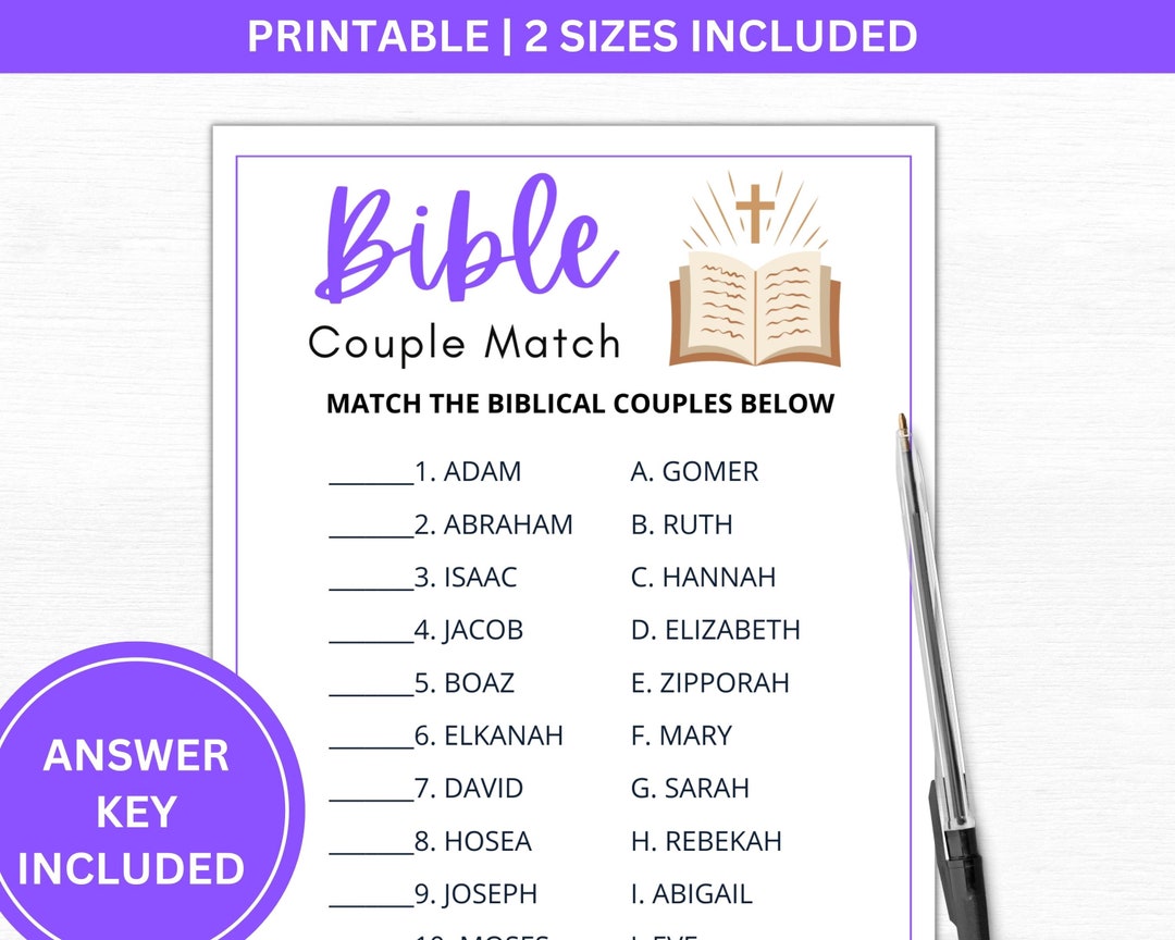 Bible Couple Match | Bible Game | Womens Ministry Game | Bible Games ...