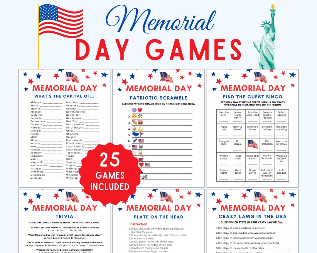 Memorial Day Games Memorial Day Activities Memorial Day Trivia ...