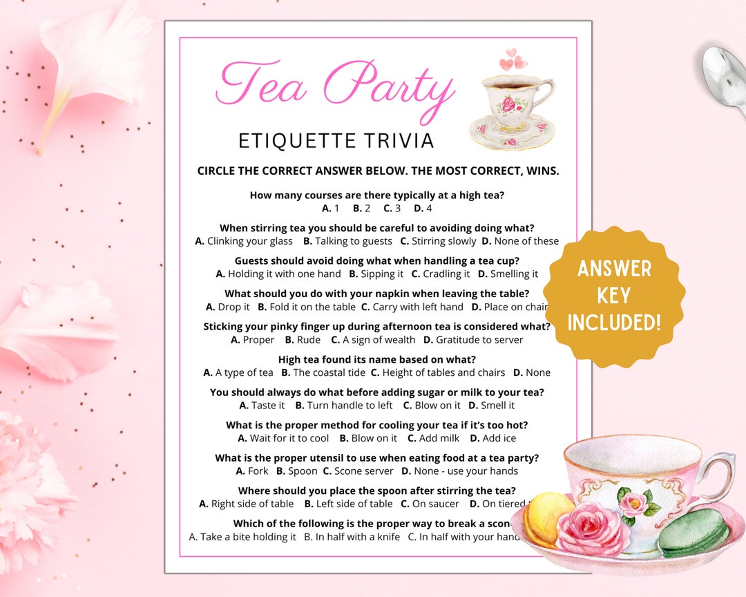 Tea Party Etiquette Game | Tea Party Game | Tea Party Etiquette | Tea ...