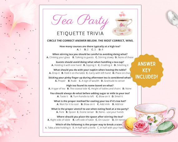 Printable Tea Party Etiquette Princess Tea Party Printable Birthday