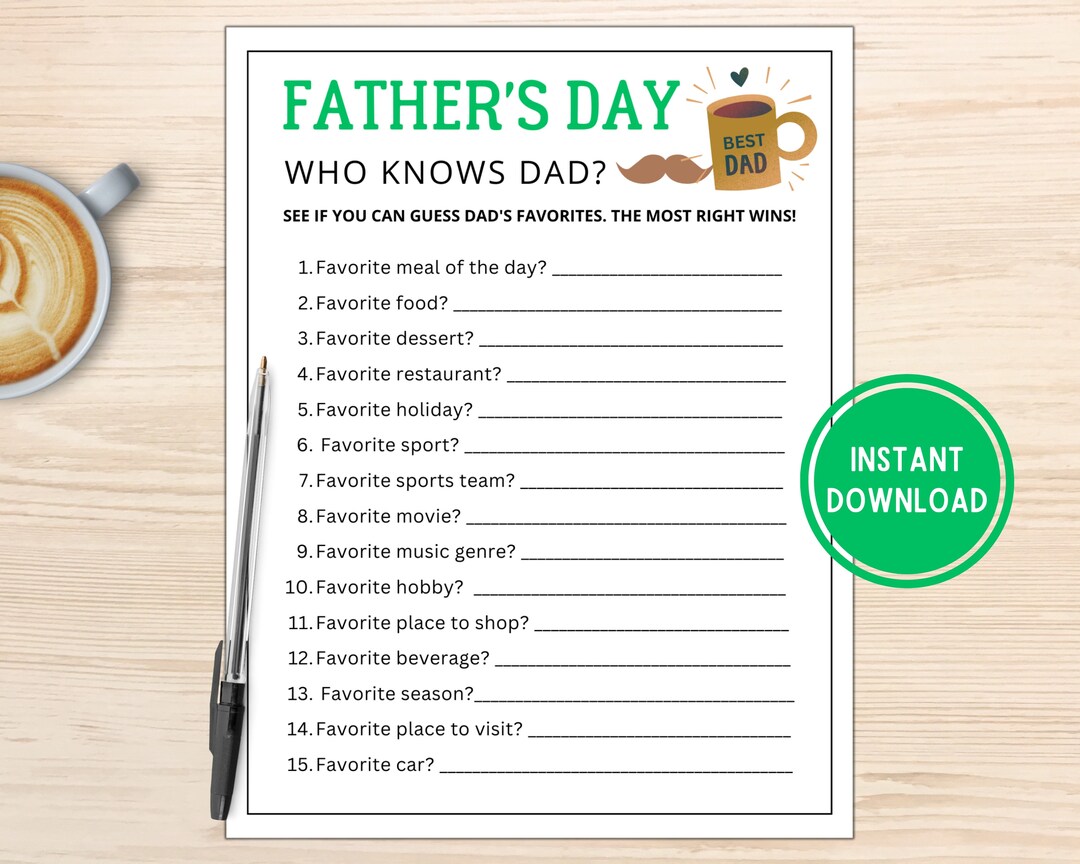 Who Knows Dad Game | Father's Day Game | Fathers Day Activity | Fun ...