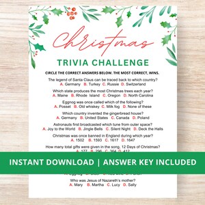 Christmas Trivia | Printable Christmas Game | Christmas Trivia Night ...