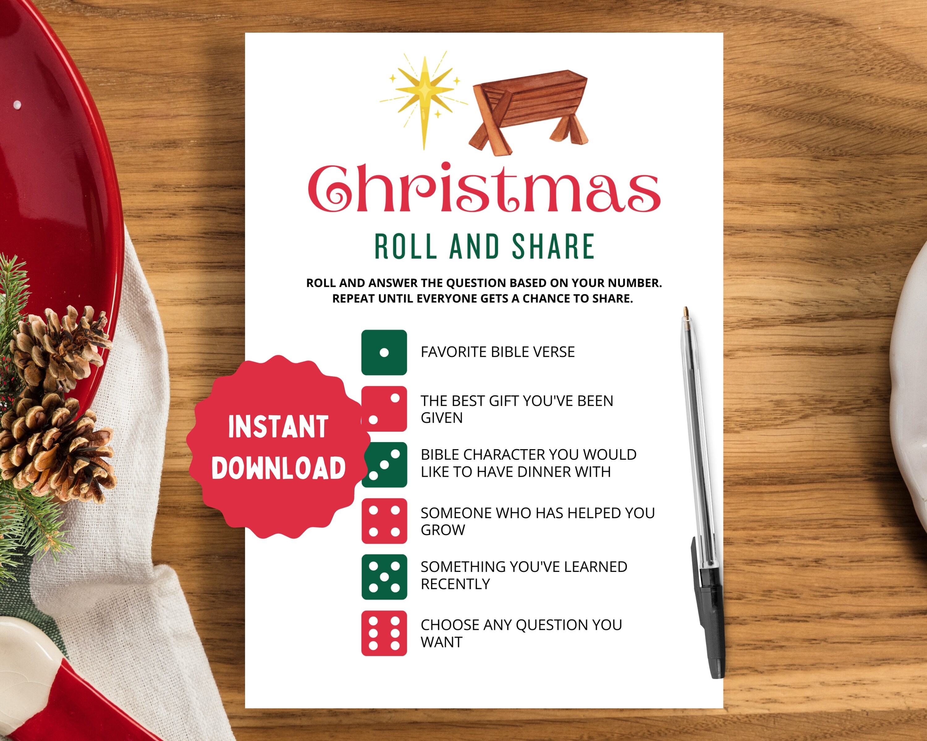 Roll and Share Game | Church Christmas Party Game | Christmas Bible ...
