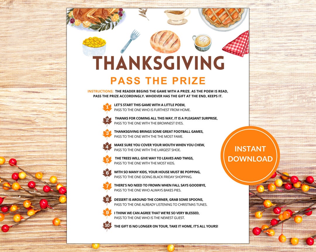 Thanksgiving Pass the Prize | Thanksgiving Game | Thanksgiving Games ...