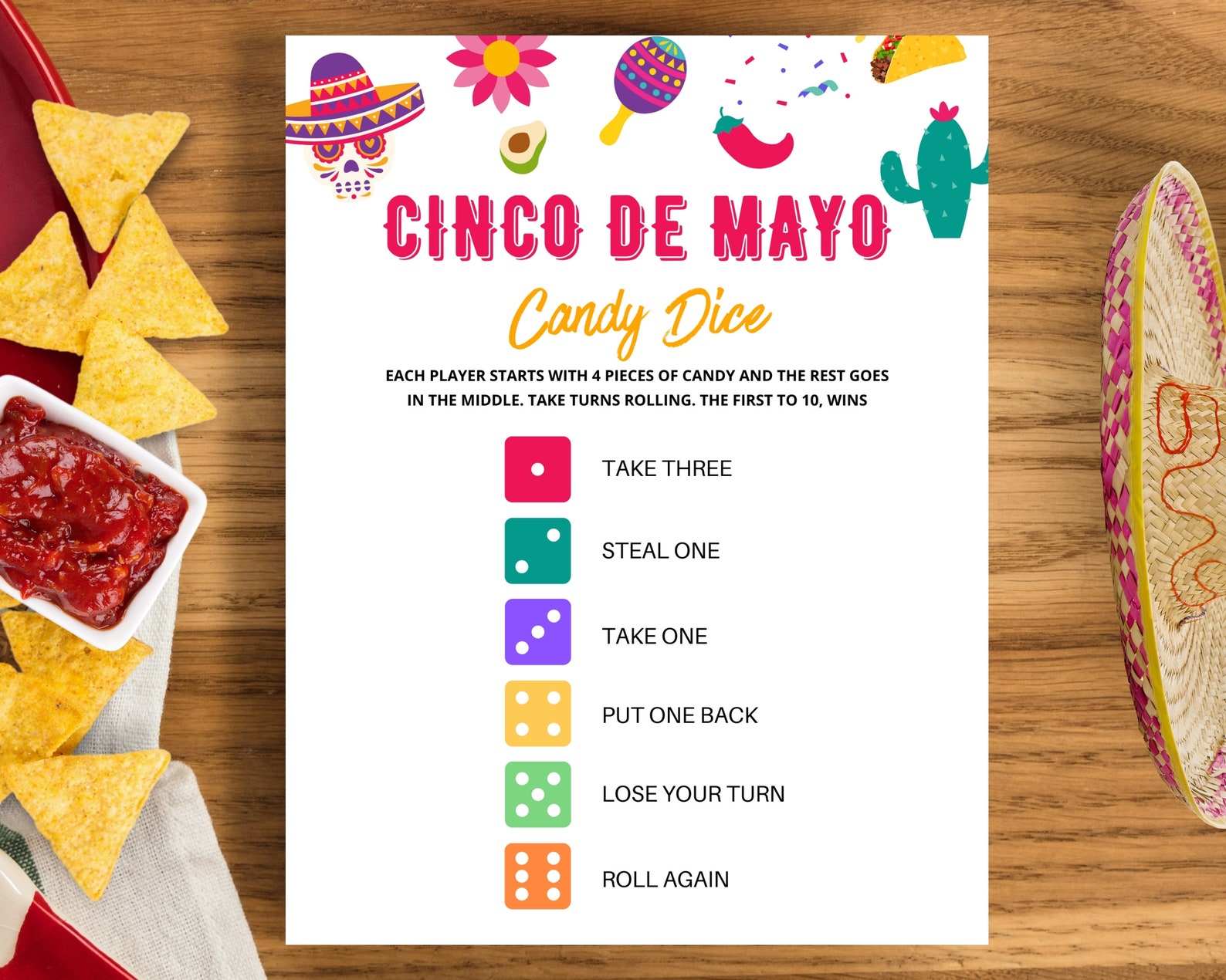 Cinco De Mayo Candy Dice Game | Printable Party Activity (digital ...