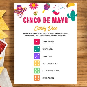 Cinco De Mayo Candy Dice | Cinco De Mayo Game | Cinco De Mayo Party ...