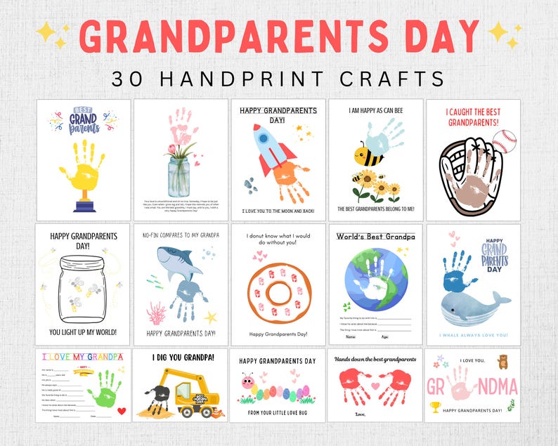 Grandparents Day Handprint Crafts | Keepsake Art (digital Download) - Etsy