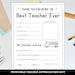 End of Year Teacher Gift Printable Teacher Appreciation Gift Teacher ...