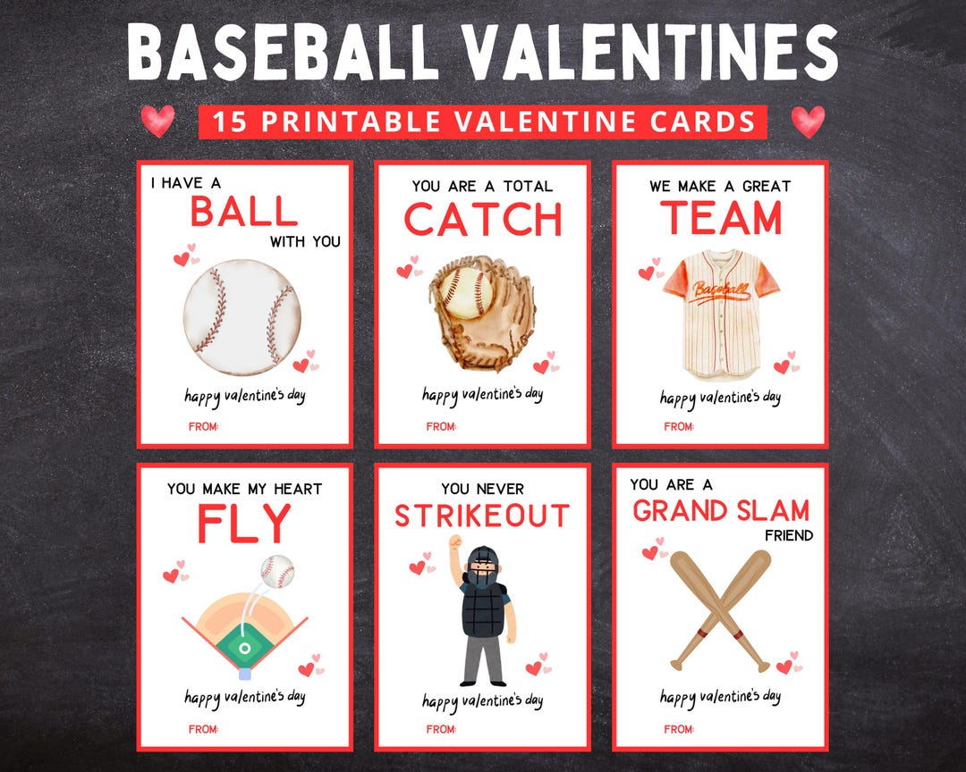 Baseball Valentine Cards | Baseball Valentines | Printable Baseball ...