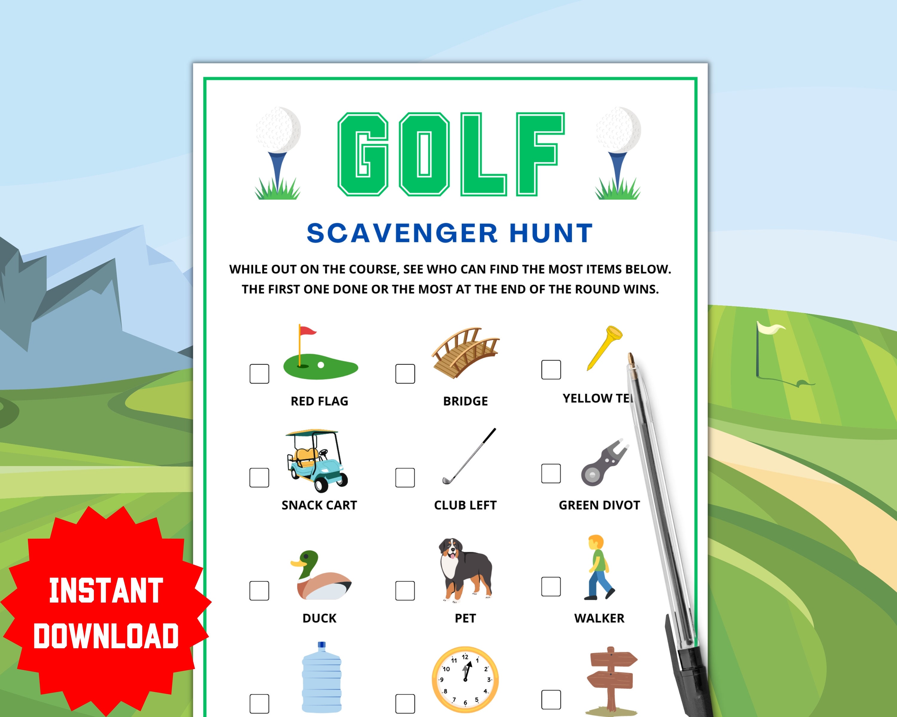 Golf Scavenger Hunt | Golf Games | Golf Games Kids Adults | Golf Party ...