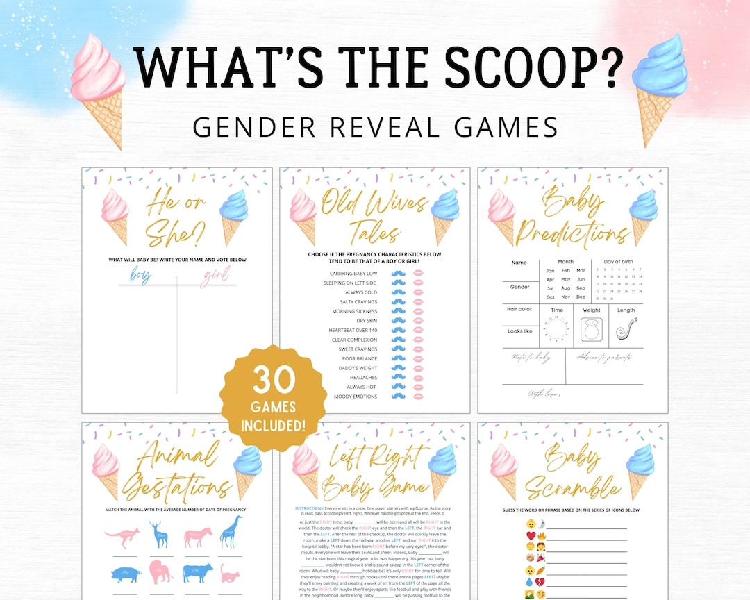 Gender Reveal Games | What's the Scoop Gender Reveal | Ice Cream Gender ...