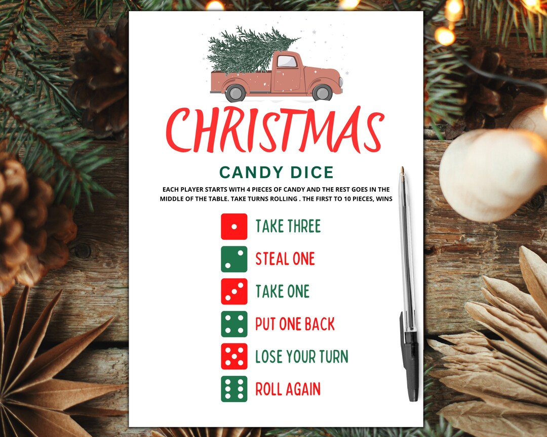 Christmas Candy Dice Christmas Party Games Candy Dice Game Christmas ...