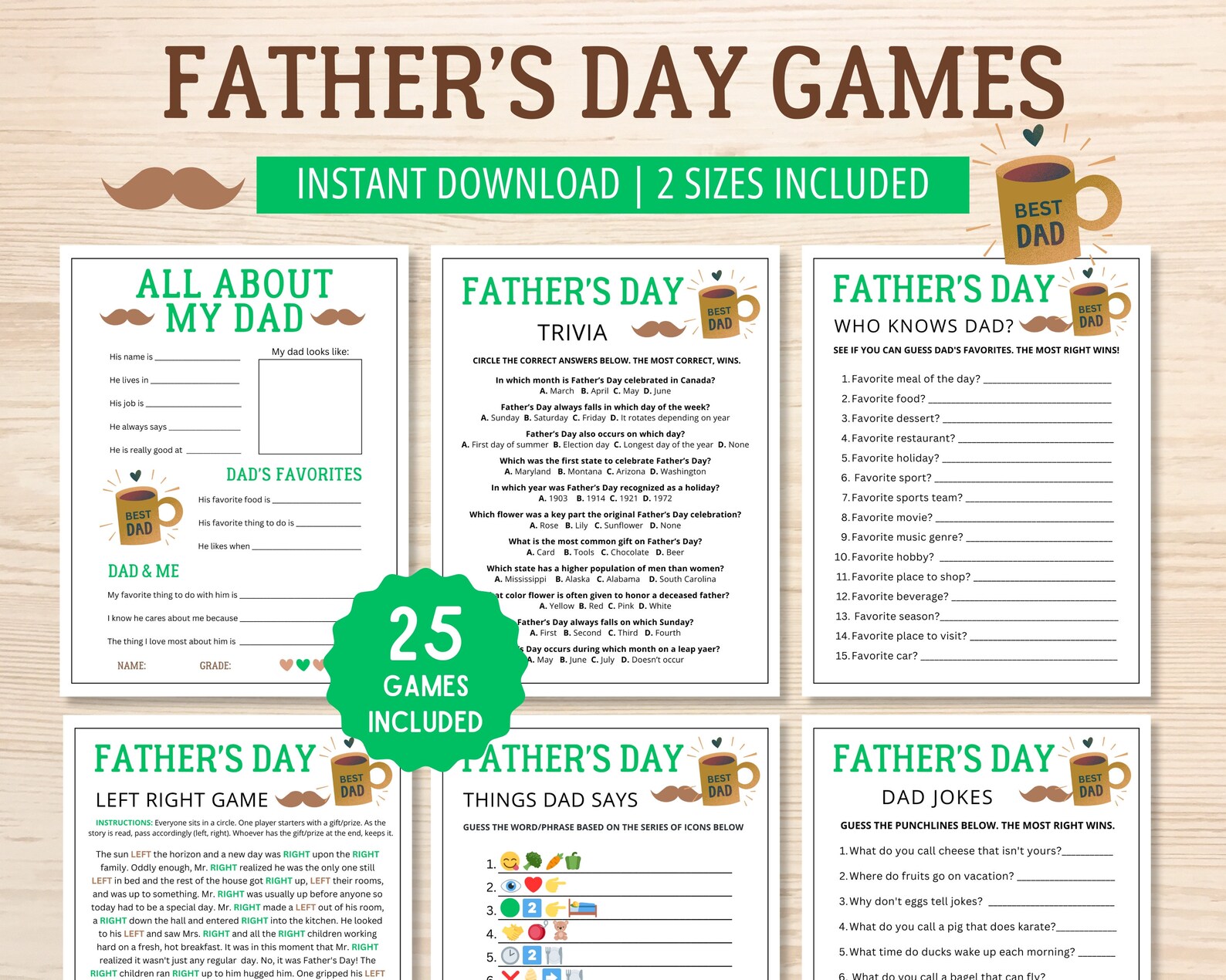 Father's Day Game Bundle | 25 Fun Activities (digital Download) - Etsy