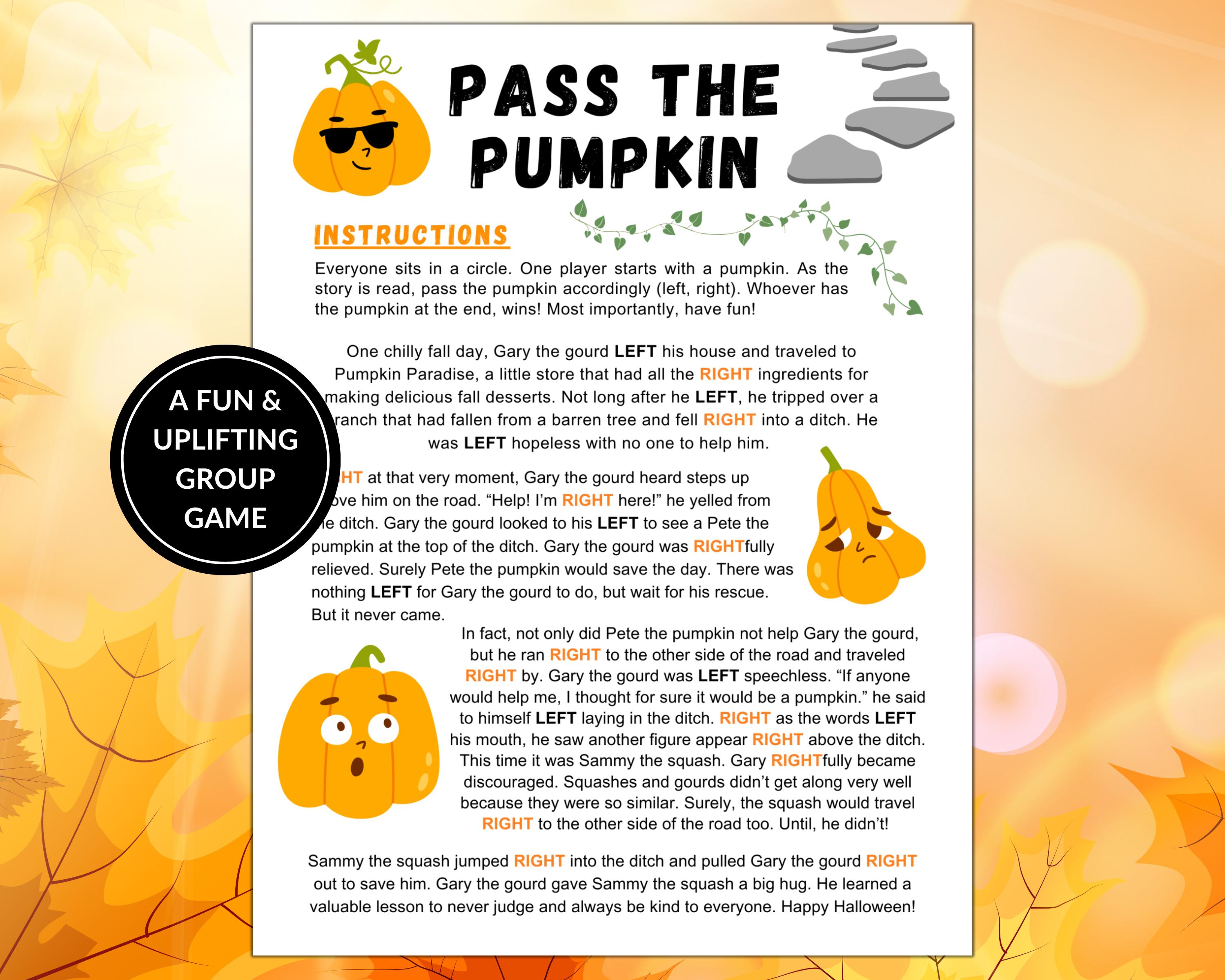 Pass the Pumpkin Halloween Game: Left Right Story (printable Game) - Etsy