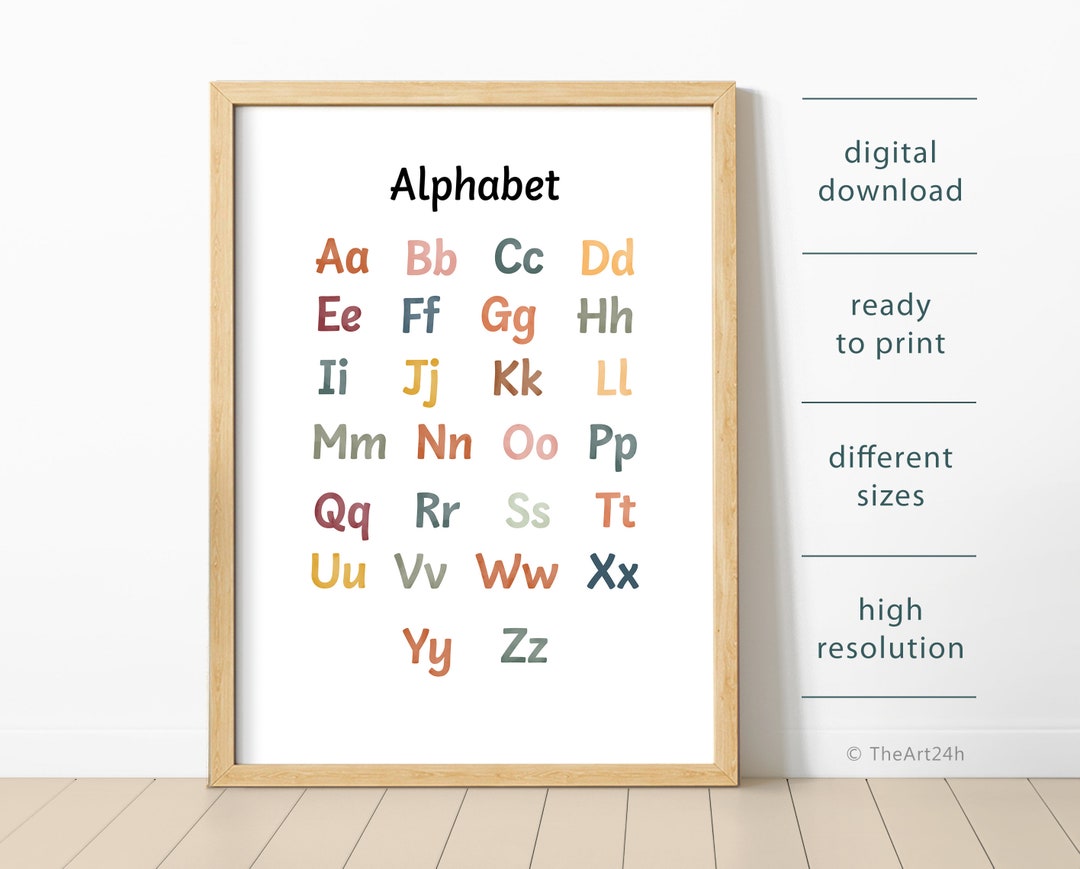 Alphabet Poster Nursery Wall Art Capital Letter Lower Case - Etsy