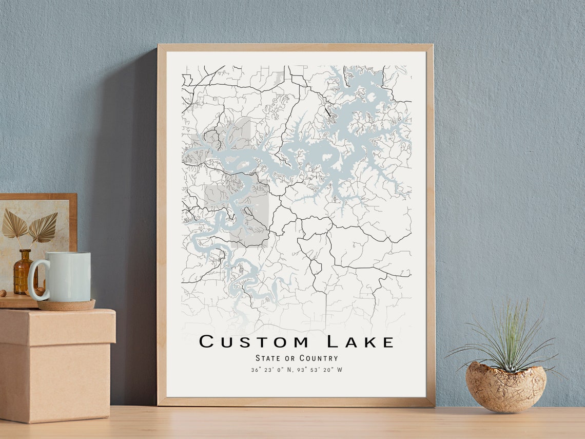 Custom Lake, Personalized Lake, Custom Map Poster, Any Lake, Wall Decor ...