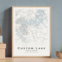 Custom Lake, Personalized Lake, Custom Map Poster, Any Lake, Wall Decor ...