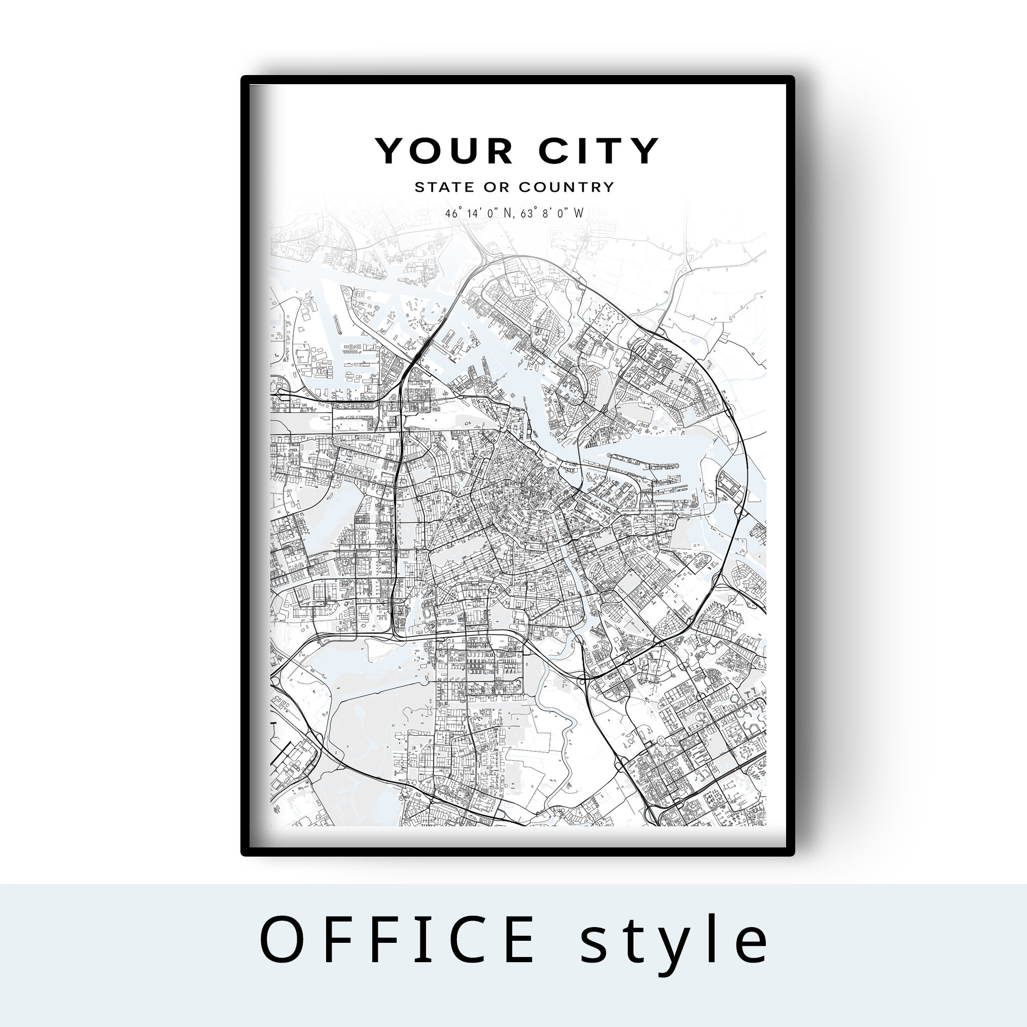 Custom City Map, Personalized Map, Custom Map Poster, Any City, Wall ...