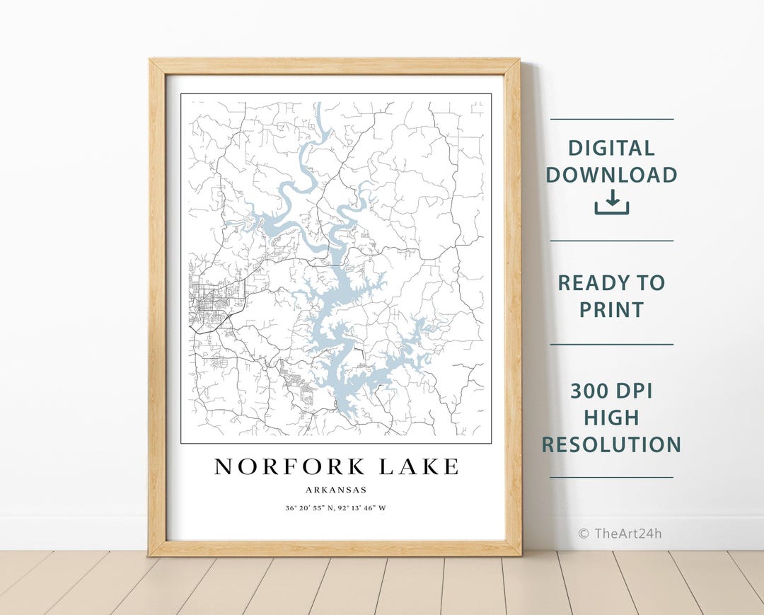 Printable Norfork Map - Instant Download, Printable Map Poster ...