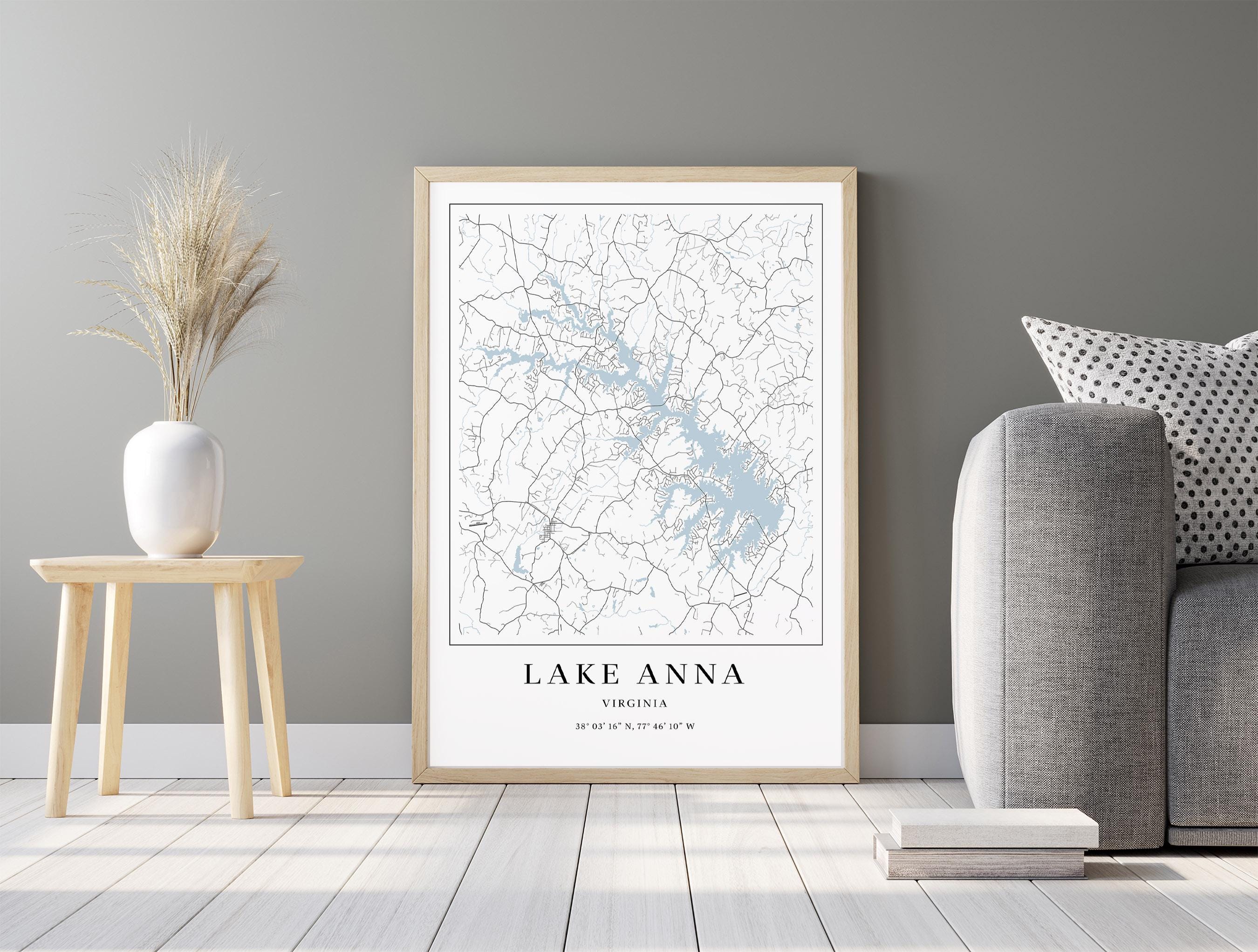 Lake Anna Map - Lake Map - Instant Download, Printable Map Poster ...