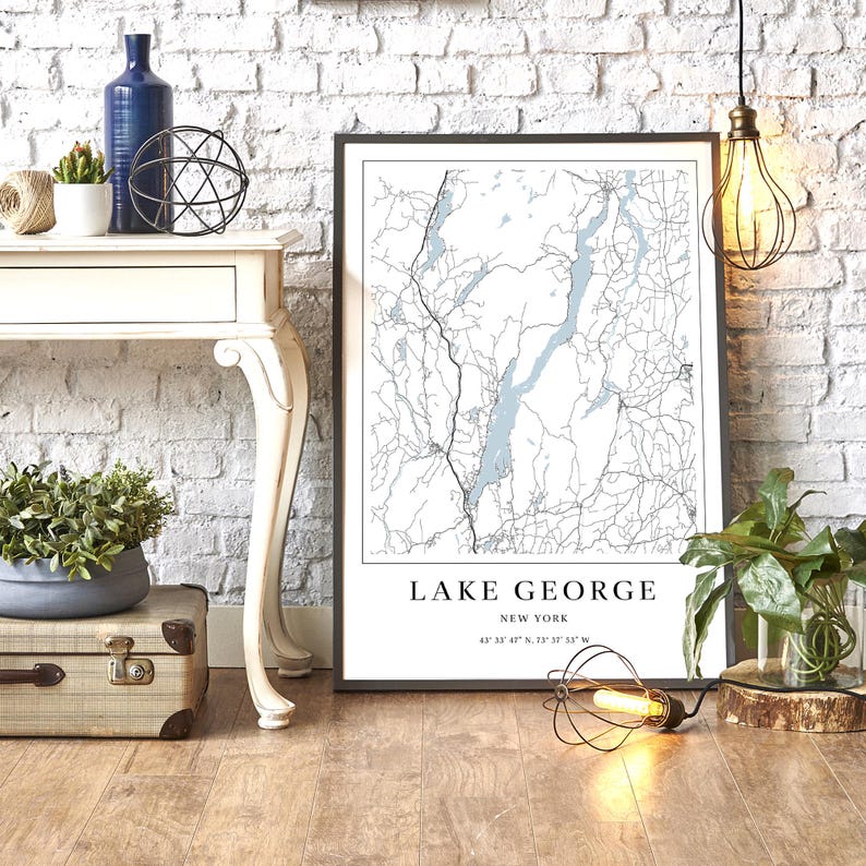 Printable Lake George Map - Instant Download, Printable Map Poster ...