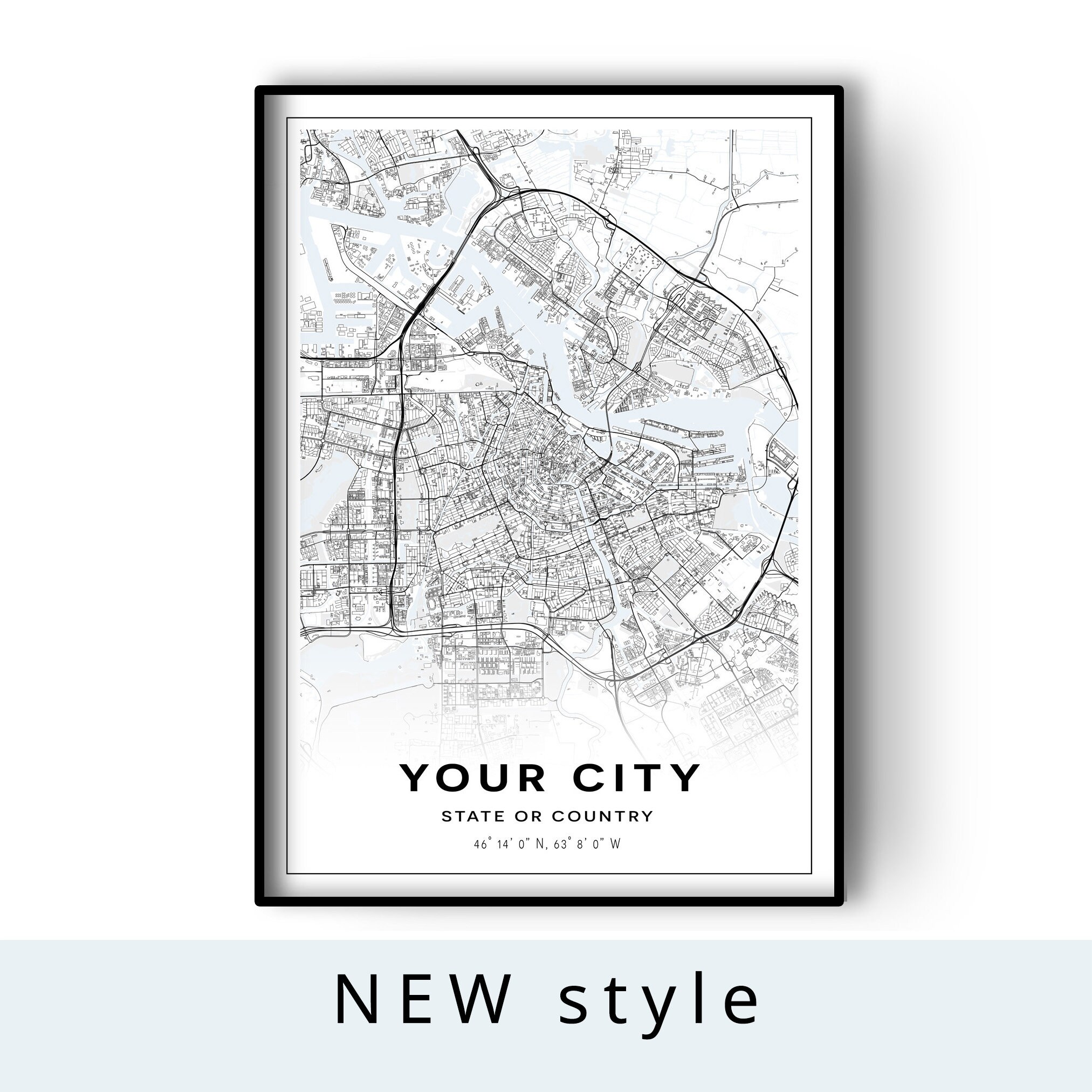 Custom City Map, Personalized Map, Custom Map Poster, Any City, Wall ...