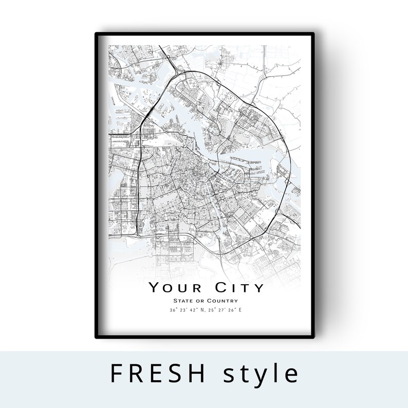 Custom City Map Personalized Map Custom Map Poster Any City Wall Decor City Map Digital 