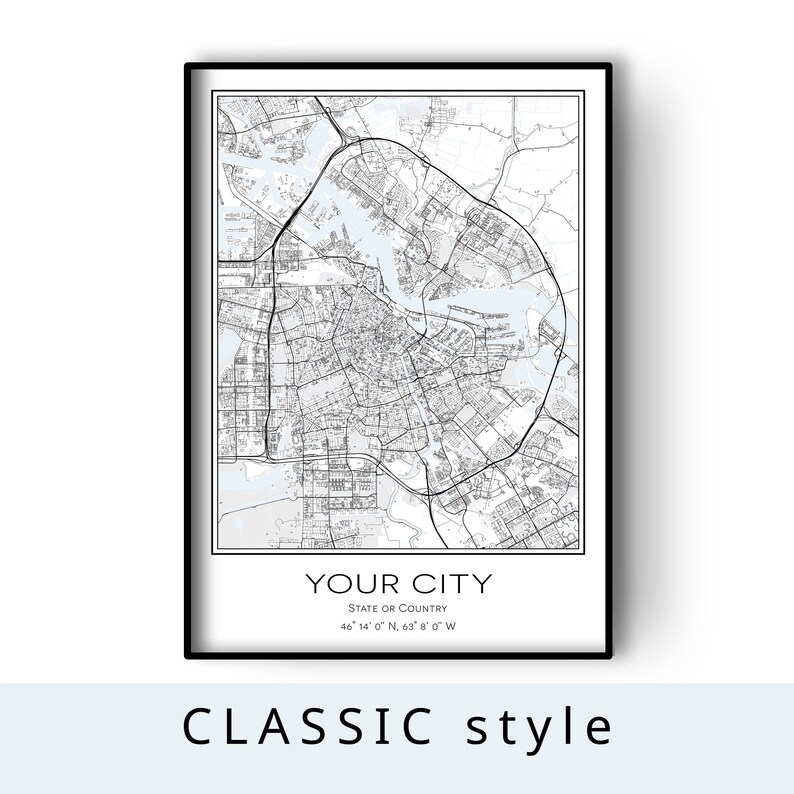 Custom City Map, Personalized Map, Custom Map Poster, Any City, Wall ...