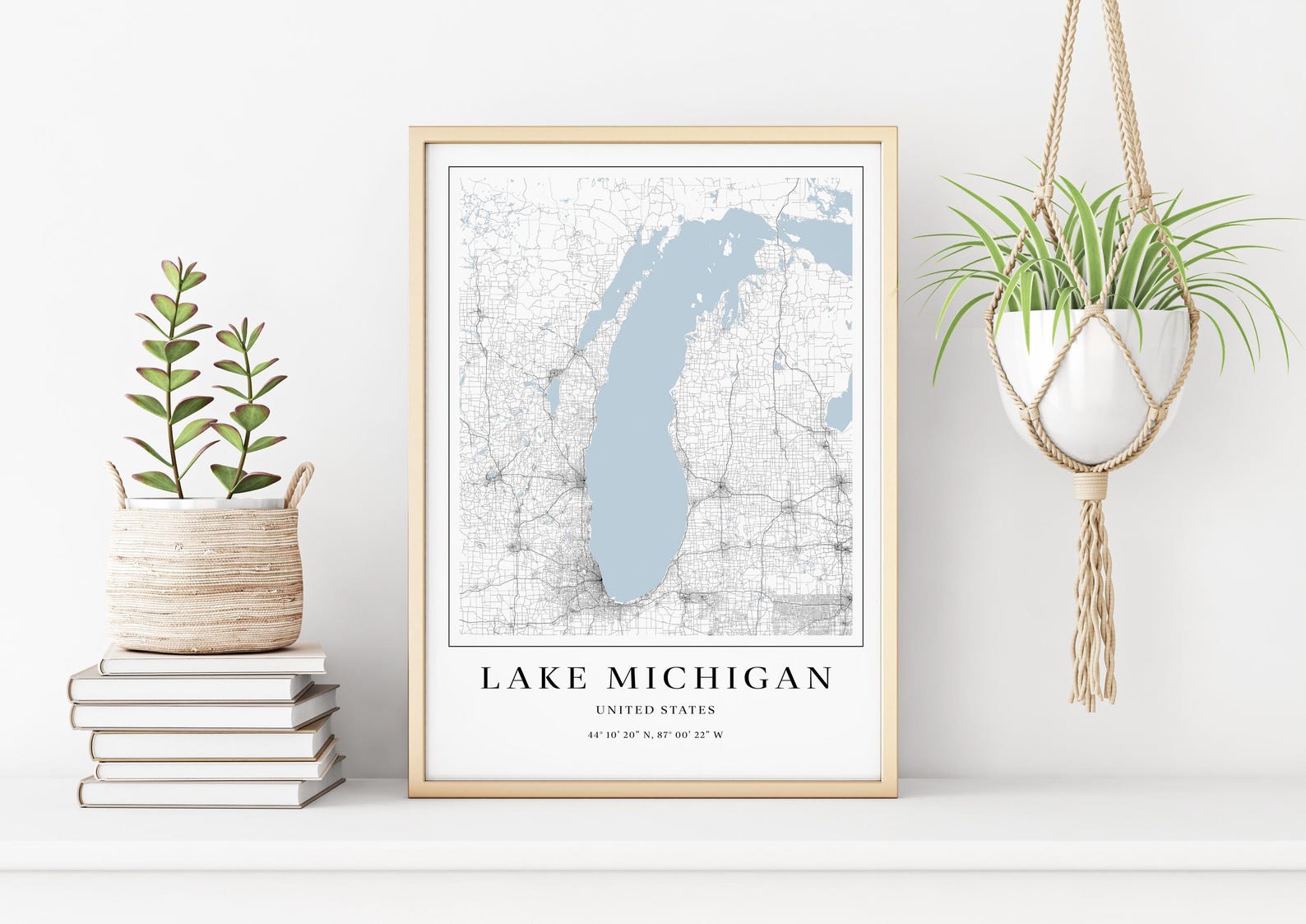 Lake Michigan Map Art – Printable Lake Map Poster (digital Download) - Etsy