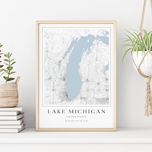 Lake Michigan Map Art – Printable Lake Map Poster (digital Download) - Etsy