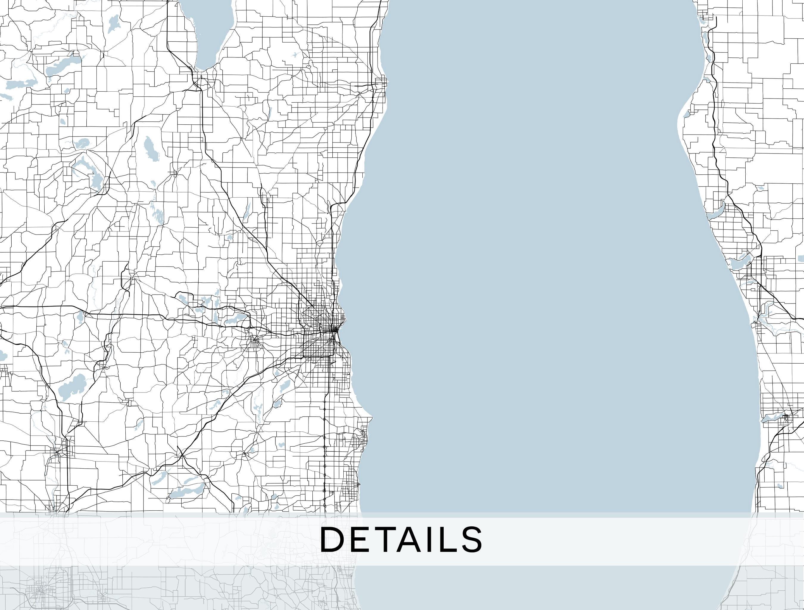 Lake Michigan Map - Lake Map - Instant Download, Printable Map Poster ...