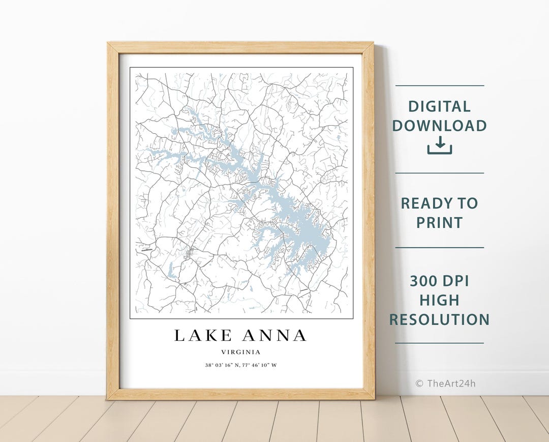 Lake Anna Map - Lake Map - Instant Download, Printable Map Poster ...
