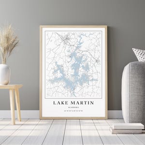 Lake Martin Map - Lake Map - Instant Download, Printable Map Poster ...