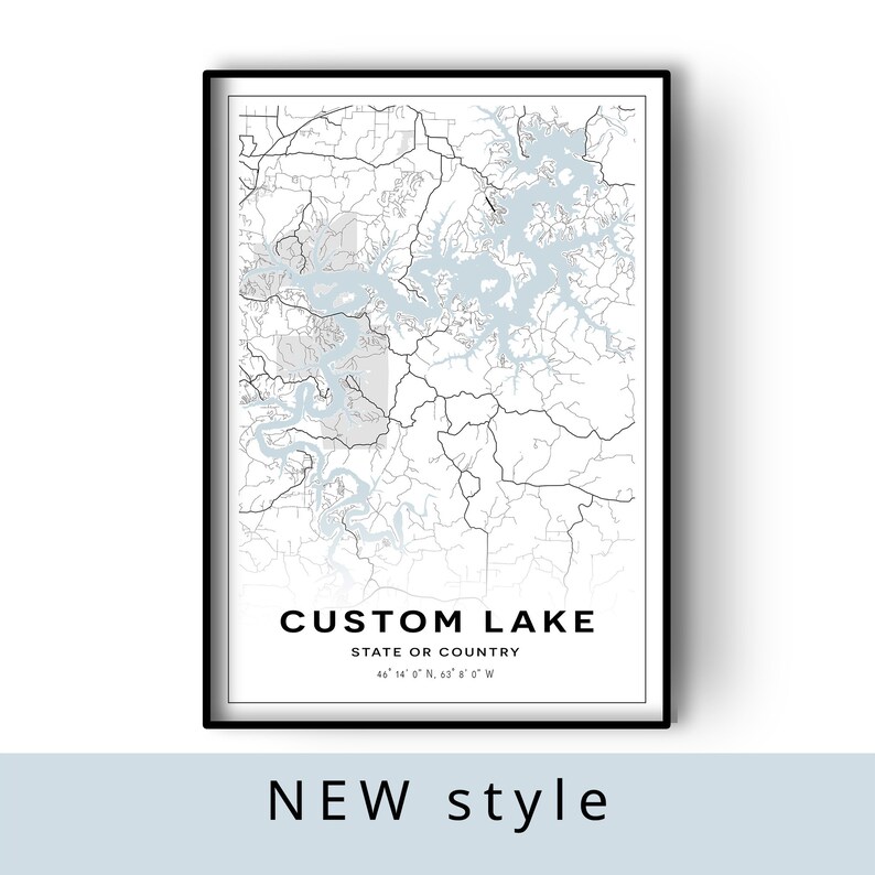 Custom Lake, Personalized Lake, Custom Map Poster, Any Lake, Wall Decor ...