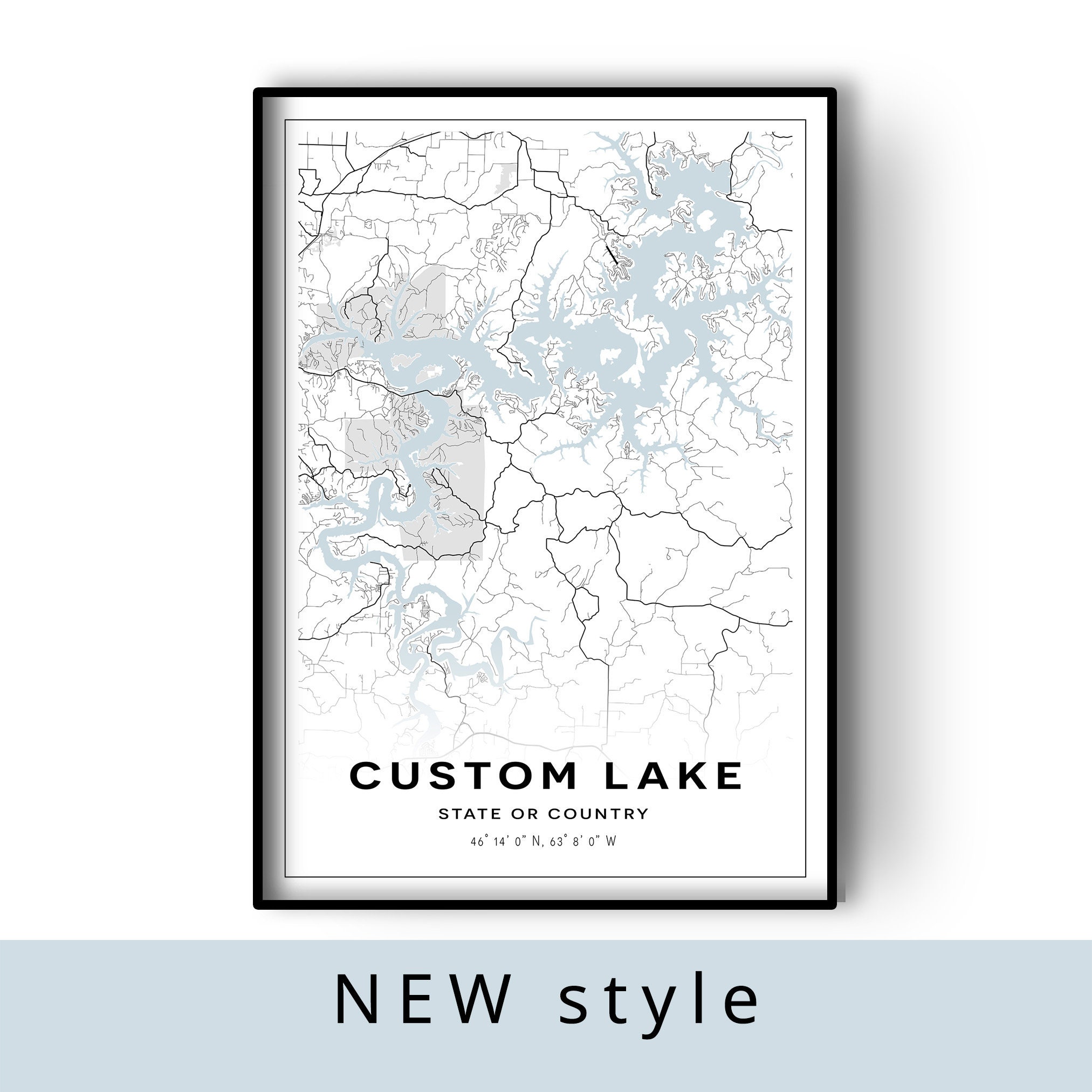 Custom Lake, Personalized Lake, Custom Map Poster, Any Lake, Wall Decor ...
