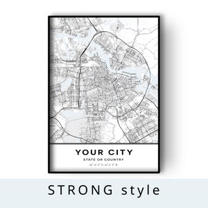 Custom City Map, Personalized Map, Custom Map Poster, Any City, Wall ...