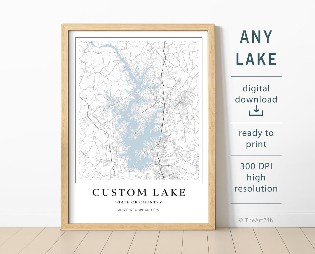 Custom Lake, Personalized Lake, Custom Map Poster, Any Lake, Wall Decor ...