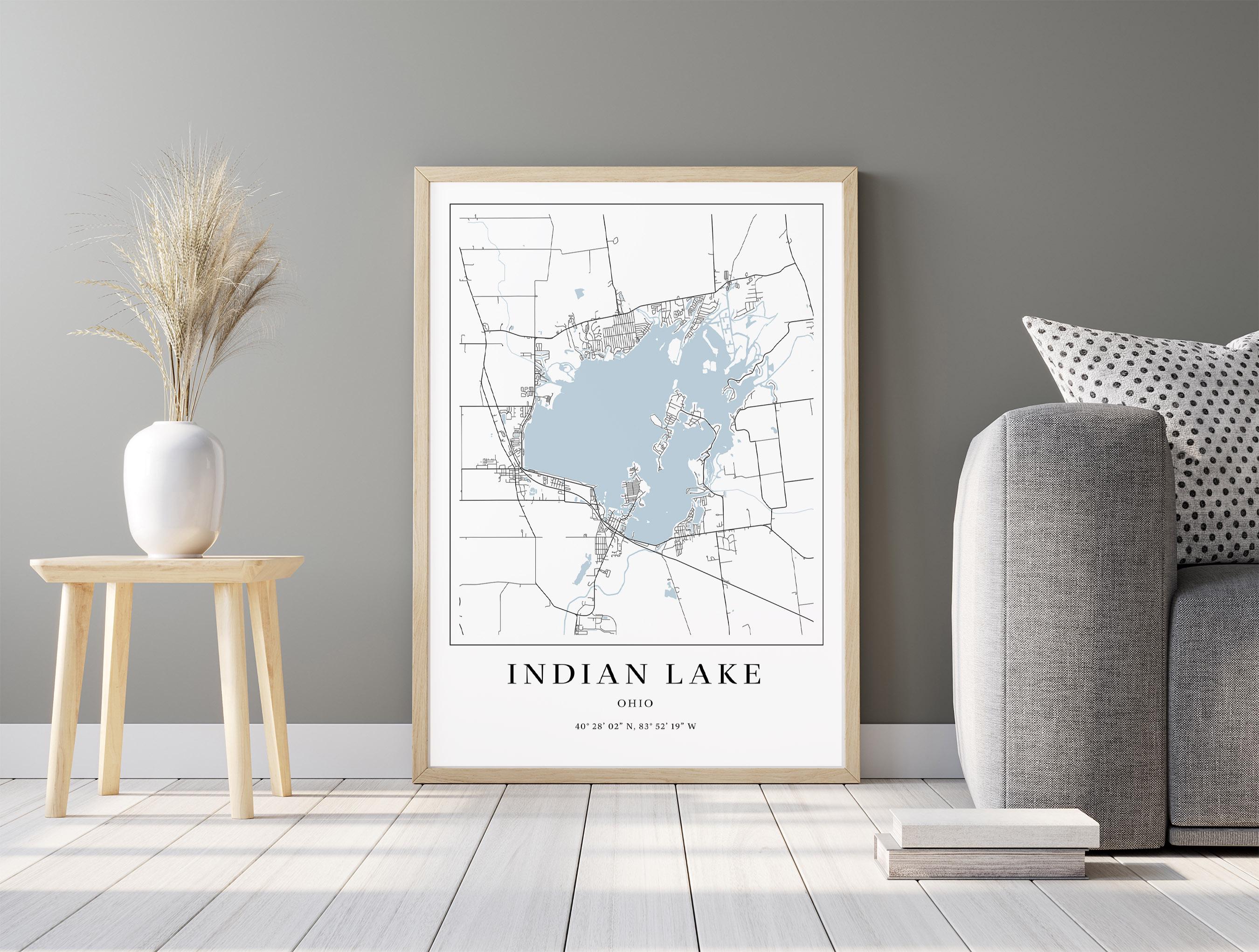 Indian Lake Map - Instant Download, Printable Map Poster - Indian Lake ...