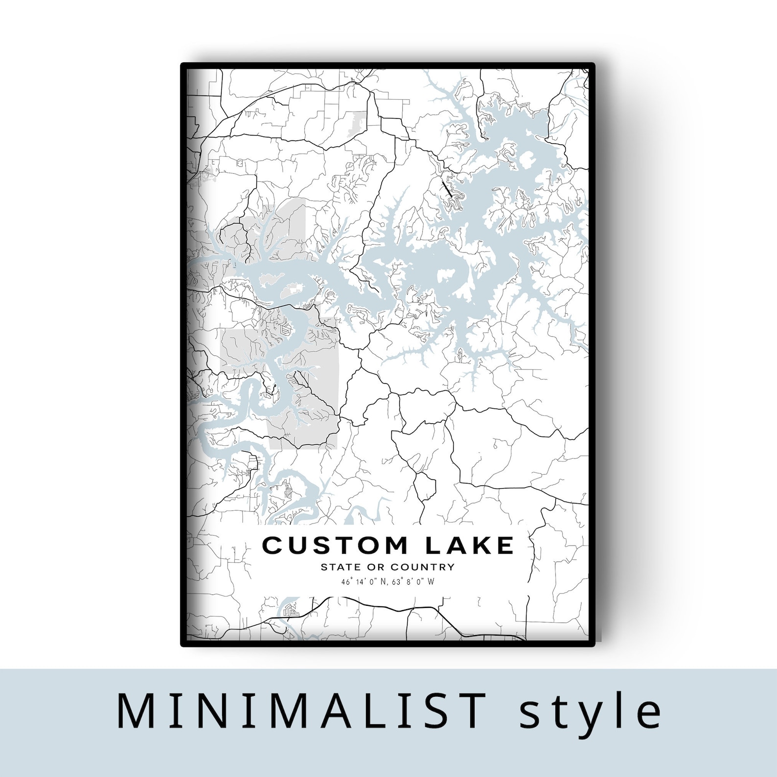Custom Lake, Personalized Lake, Custom Map Poster, Any Lake, Wall Decor ...