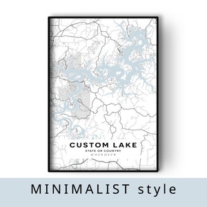 Custom Lake, Personalized Lake, Custom Map Poster, Any Lake, Wall Decor ...
